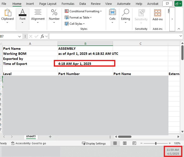 Can we adjust Time settings for BOM export in Fusion