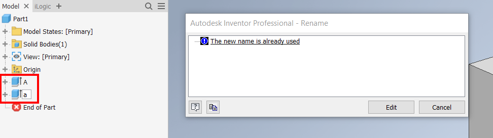 Cannot name features using the same name but with differences in ...