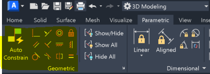 How to apply geometric constraints to 3D Solid object in AutoCAD