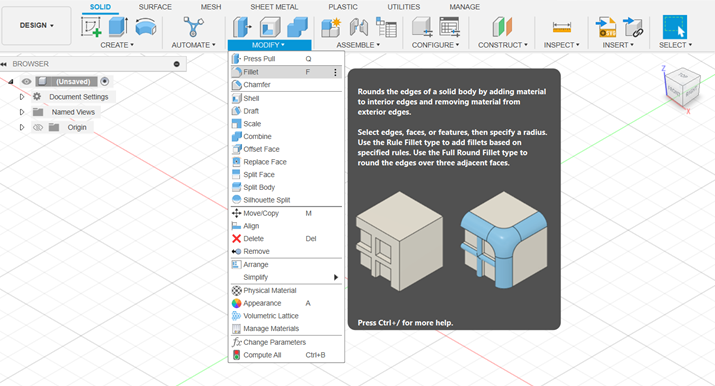 How to set portion of the edge as fillet in Fusion
