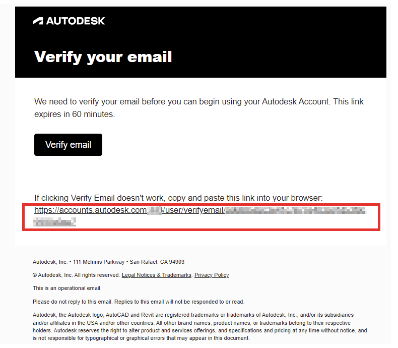 Unable to complete Email Verification for Autodesk Account Creation