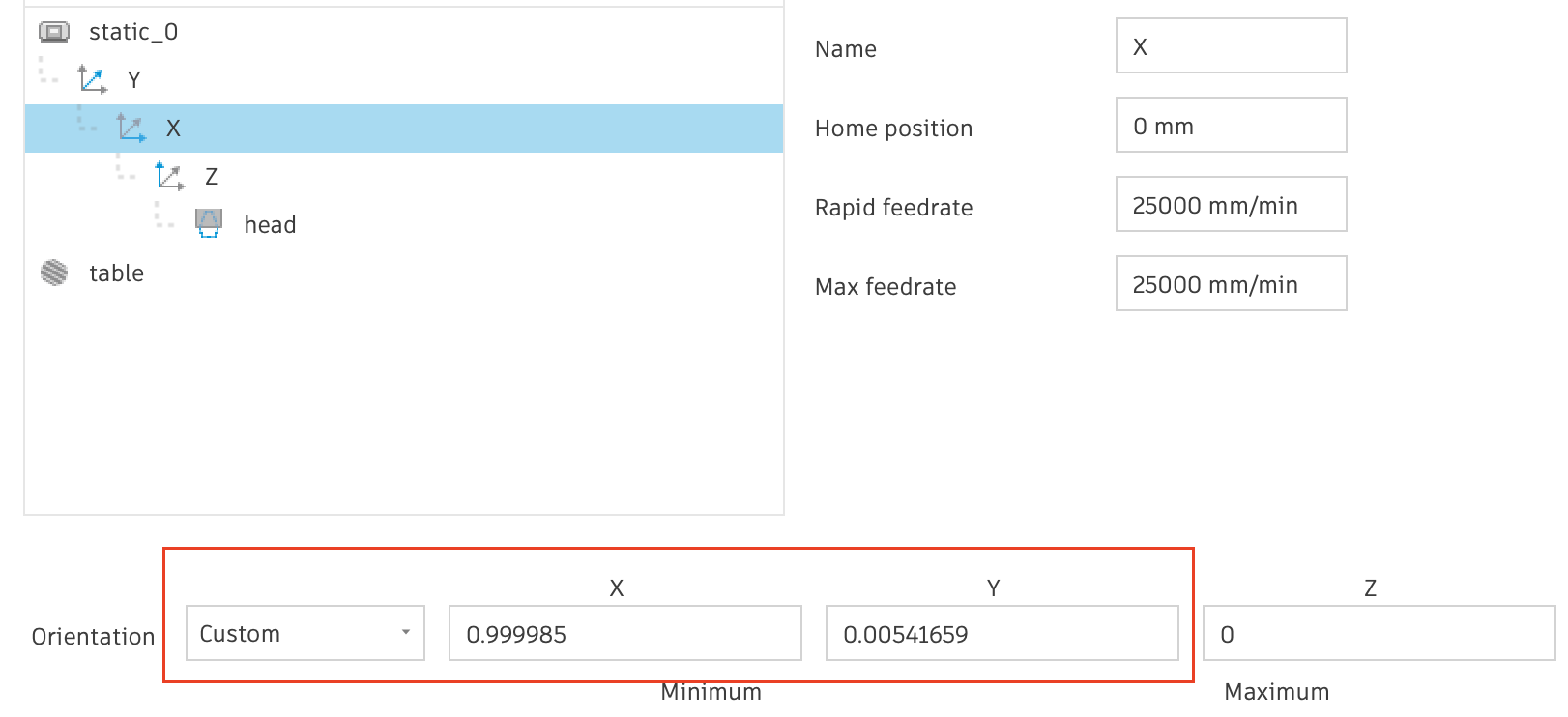 "The machine definition cannot be selected..." when selecting a machine with custom axis ...