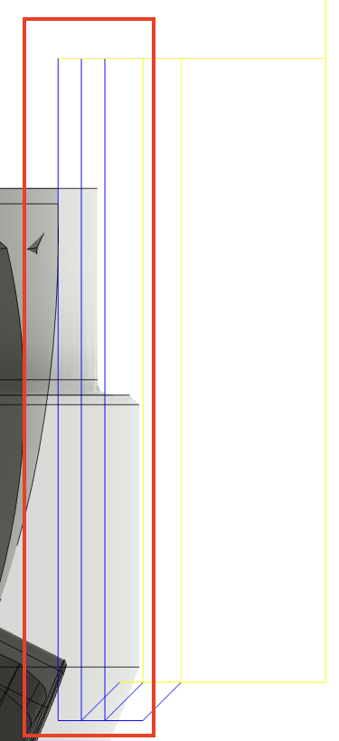 Turning operation cuts through the model in Fusion