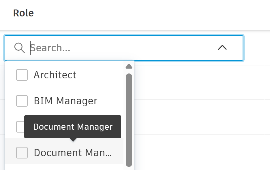 Cannot enlarge the drop-down menu for roles in ACC
