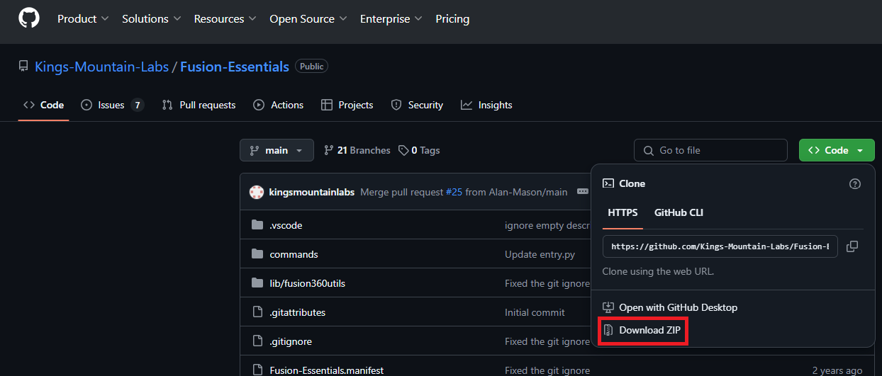How to download an AddInn from Github for Fusion?