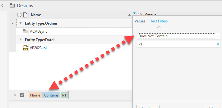 Text filter with "does not contain" is shown incorrectly in Vault Client