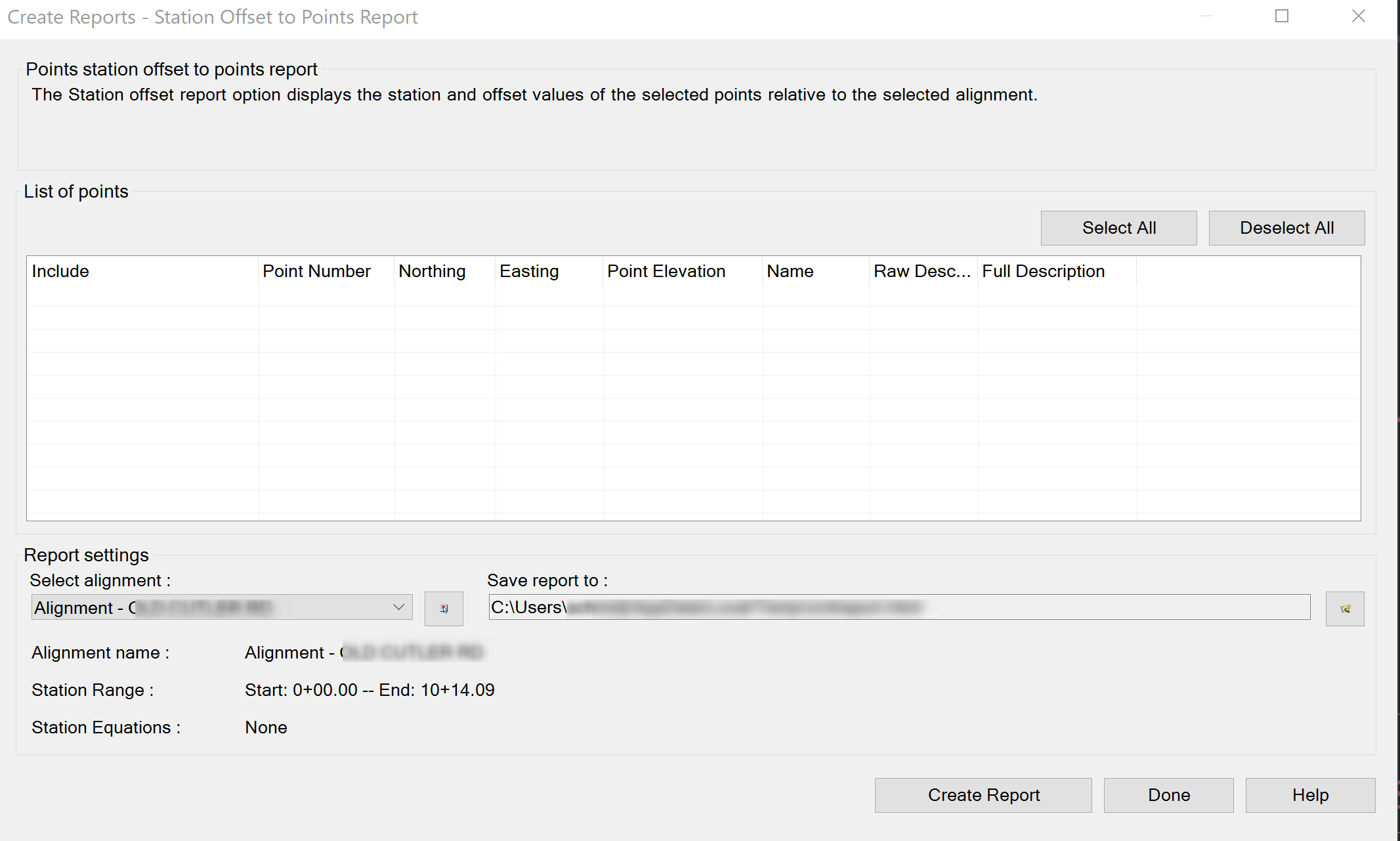 Station Offset to Points Report not showing any points in Civil 3D ...