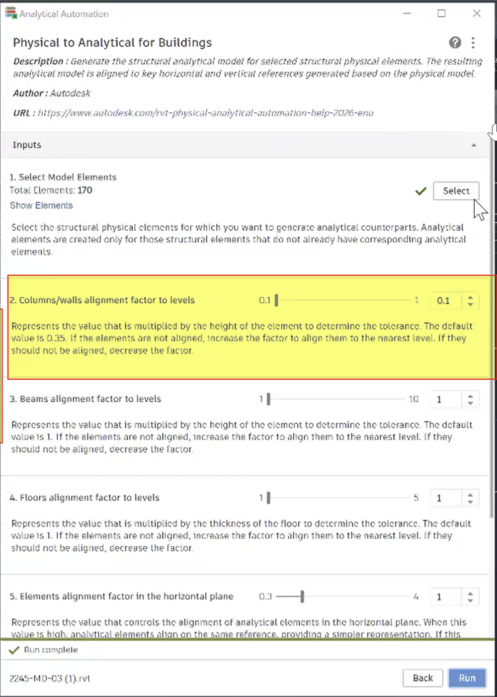 Analytical model is not accurate using Analytical Automation 2025.2 in Revit