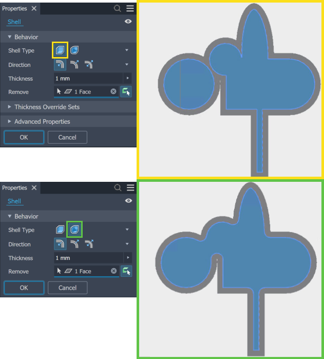 Shell with Rounded Corners creates strange results in Inventor