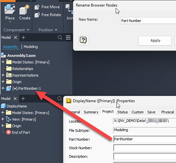 Command Rename Browser Nodes command in Inventor assemblies