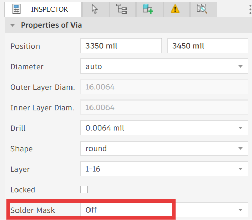 Via solder mask function is no longer working as it previously did ...