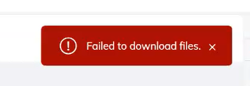 "Failed to download files." message seen while attempting to download Bulk Export package in Upchain