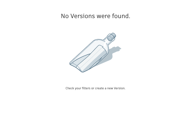 "No Versions were found." error when attempting to view Versions ...