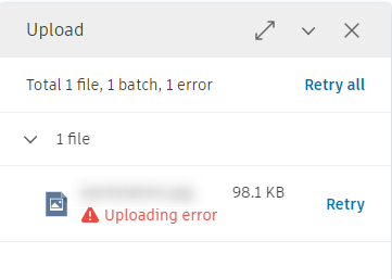 "Uploading error" when trying to upload any files to ACC Docs