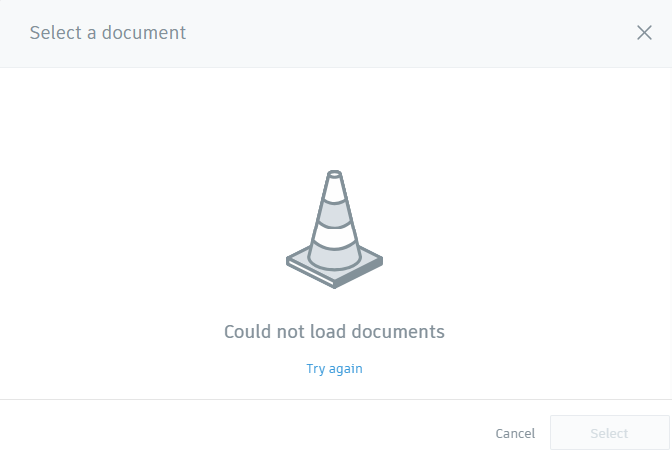 'Could not load documents' when trying to add documents to issues in BIM 360