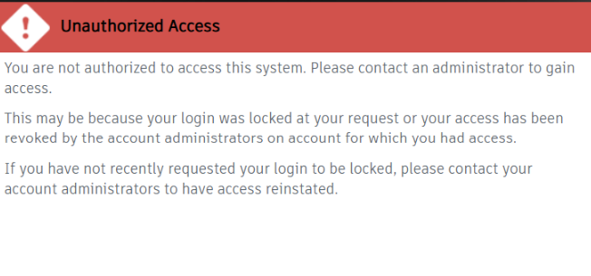 "Unauthorized Access" message returned when attempting to login to Tandem Connect