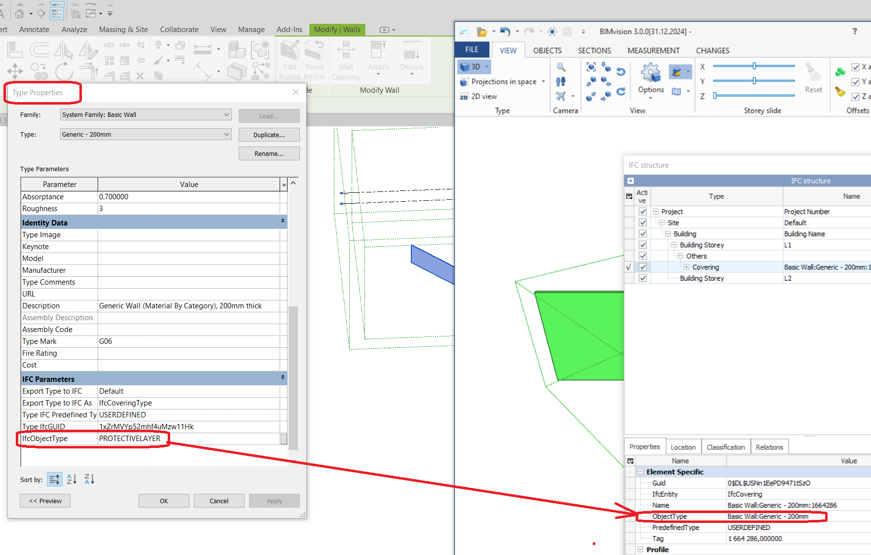 IfcObjectType Type parameter not exported to IFC from Revit