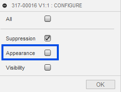 Changing the appearance parameter of a configured assembly fails in Fusion