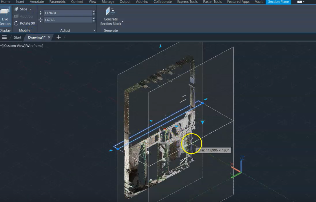 Slice Location Adjustment for Point Clouds in AutoCAD