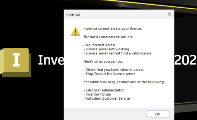 When starting Inventor, Inventor hangs and after 15 minutes appears the ...