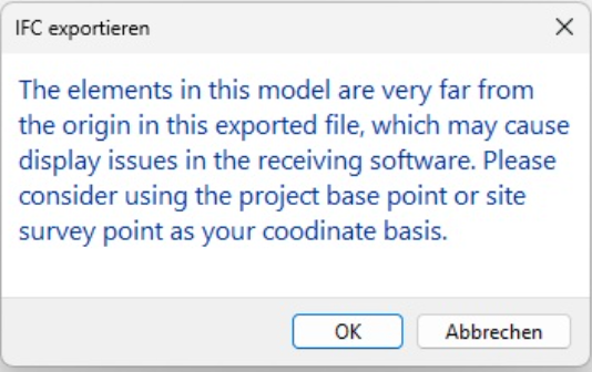 "The elements in this model are very far from the origin in this exported file" displayed ...