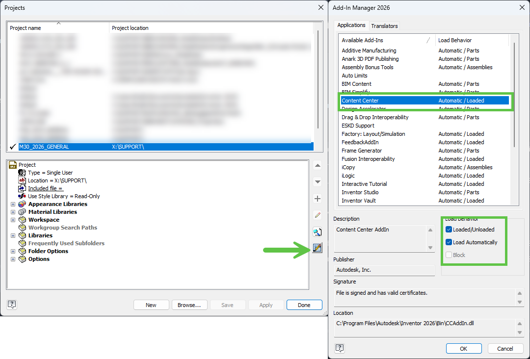Configure Content Center Libraries button missing in Inventor project ...