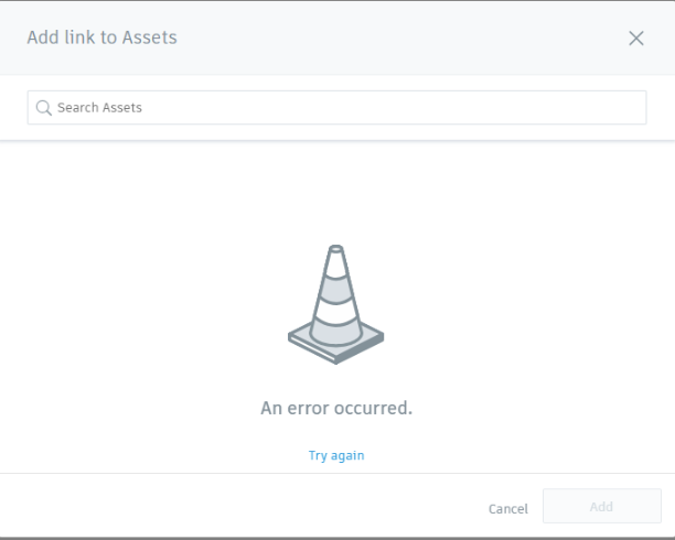 "An error occurred" when trying to reference Assets to Issues in BIM 360