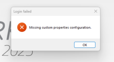 "Missing Custom Properties Configuration" message blocking sign in to ...