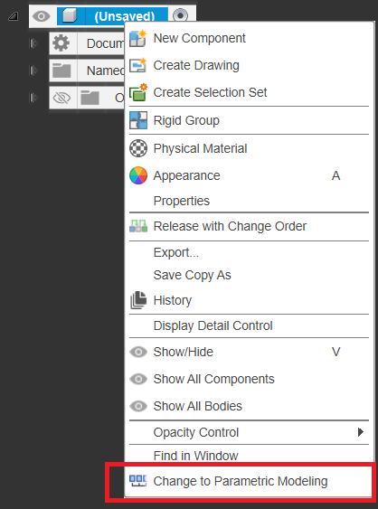 How to switch between direct and parametric modeling in Fusion