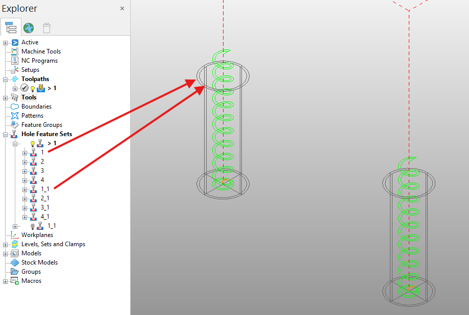 How to rough and then finish a hole using helical drilling in PowerMill