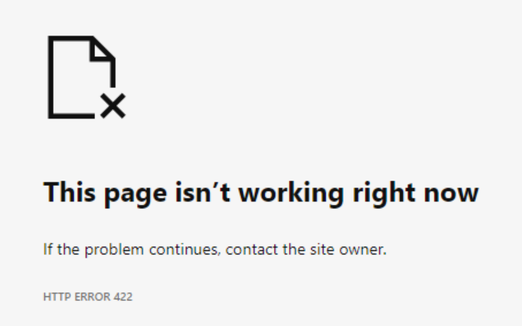 "This page isn't working right now" error displayed when trying to ...