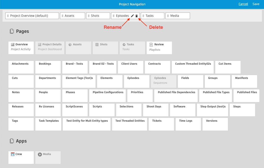 Unable to add page to Project Navigation in Flow Production Tracking