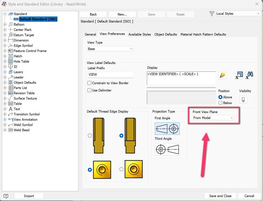 View Alignment showing TOP instead of FRONT in Inventor drawings