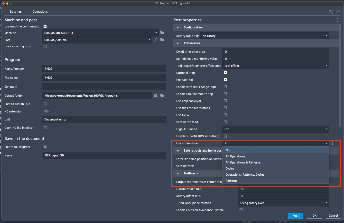 How to post subprograms and looping subprograms from Fusion 360 or HSM CAM