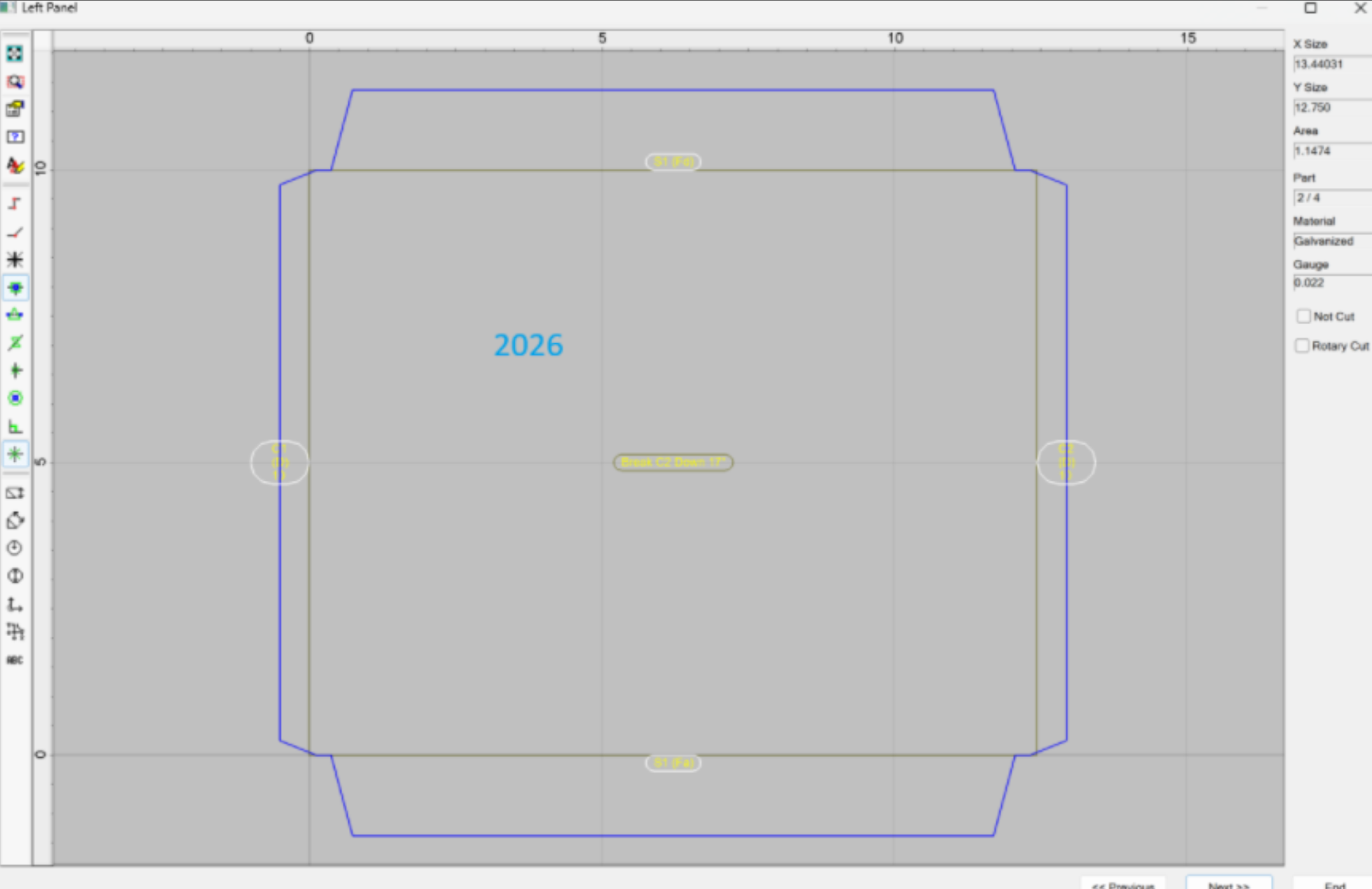 Part developments are incorrect in latest release of CAMduct