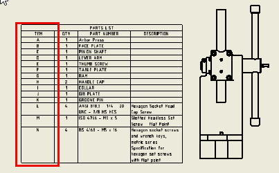 Using alphabetical numbering for Item column in BOM or Parts List in Inventor