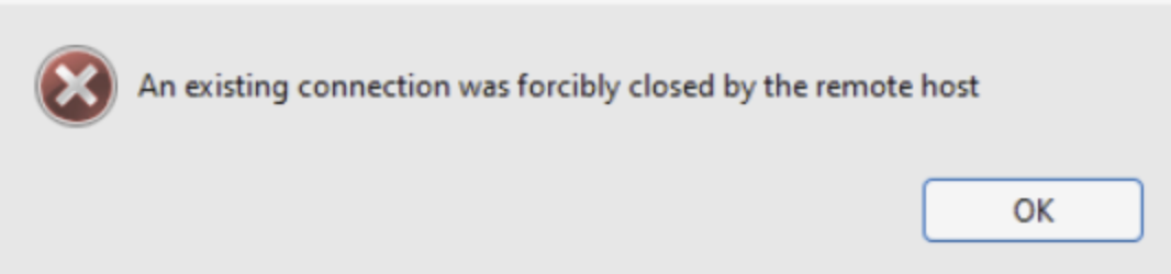 Vault message: "An existing connection was forcibly closed" when checking in