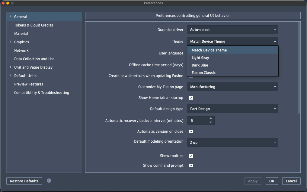 How to change theme in Fusion