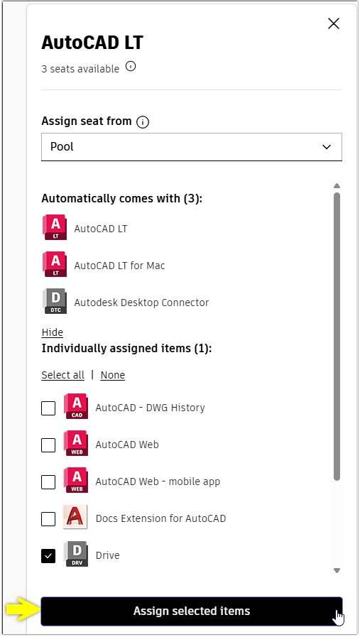 Autodesk user management: How to assign a license to a user