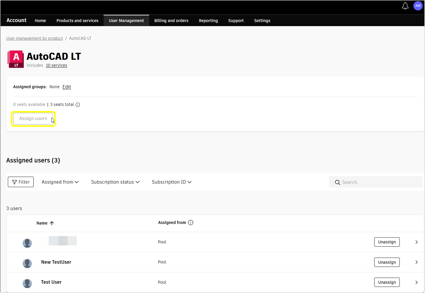 Autodesk user management: How to assign a license to a user