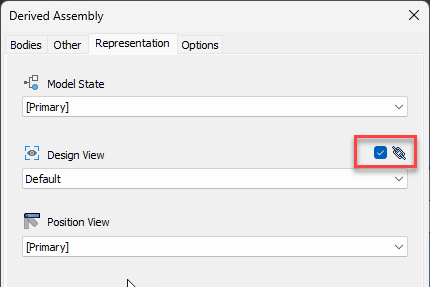 Simplified or derived assembly not associative to Design View in Inventor