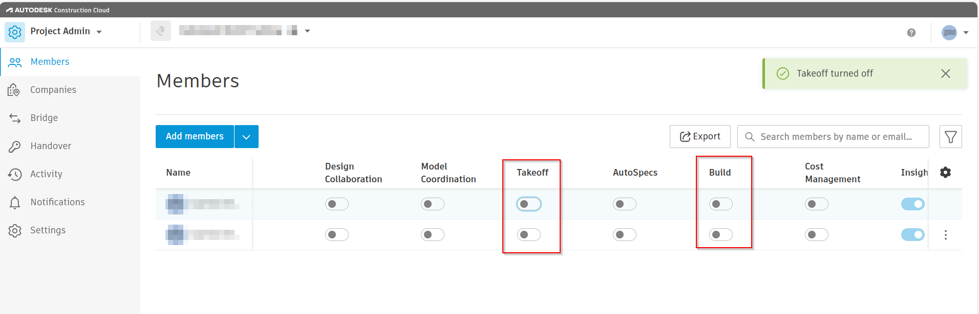 Unable to access Build/Takeoff module in ACC project
