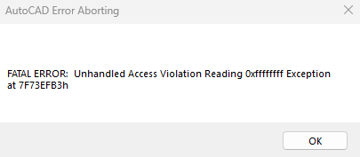 "FATAL ERROR: Unhandled XXXXXXXXX Exception at..." when editing ...
