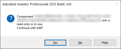 Read-only error and cannot edit the assembly files in Inventor