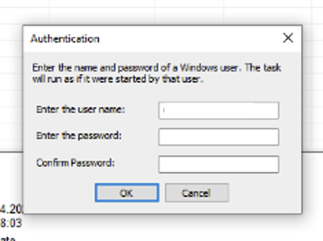 Inventor Task Scheduler asking for login windows