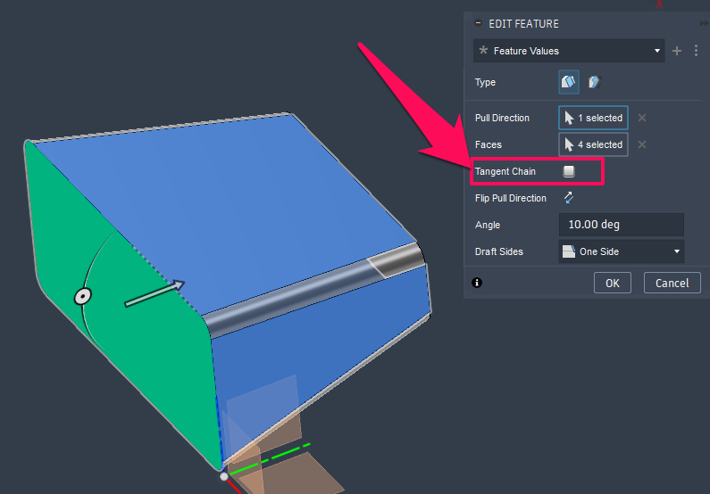Fillets are growing or shrinking when Drafting faces in Fusion