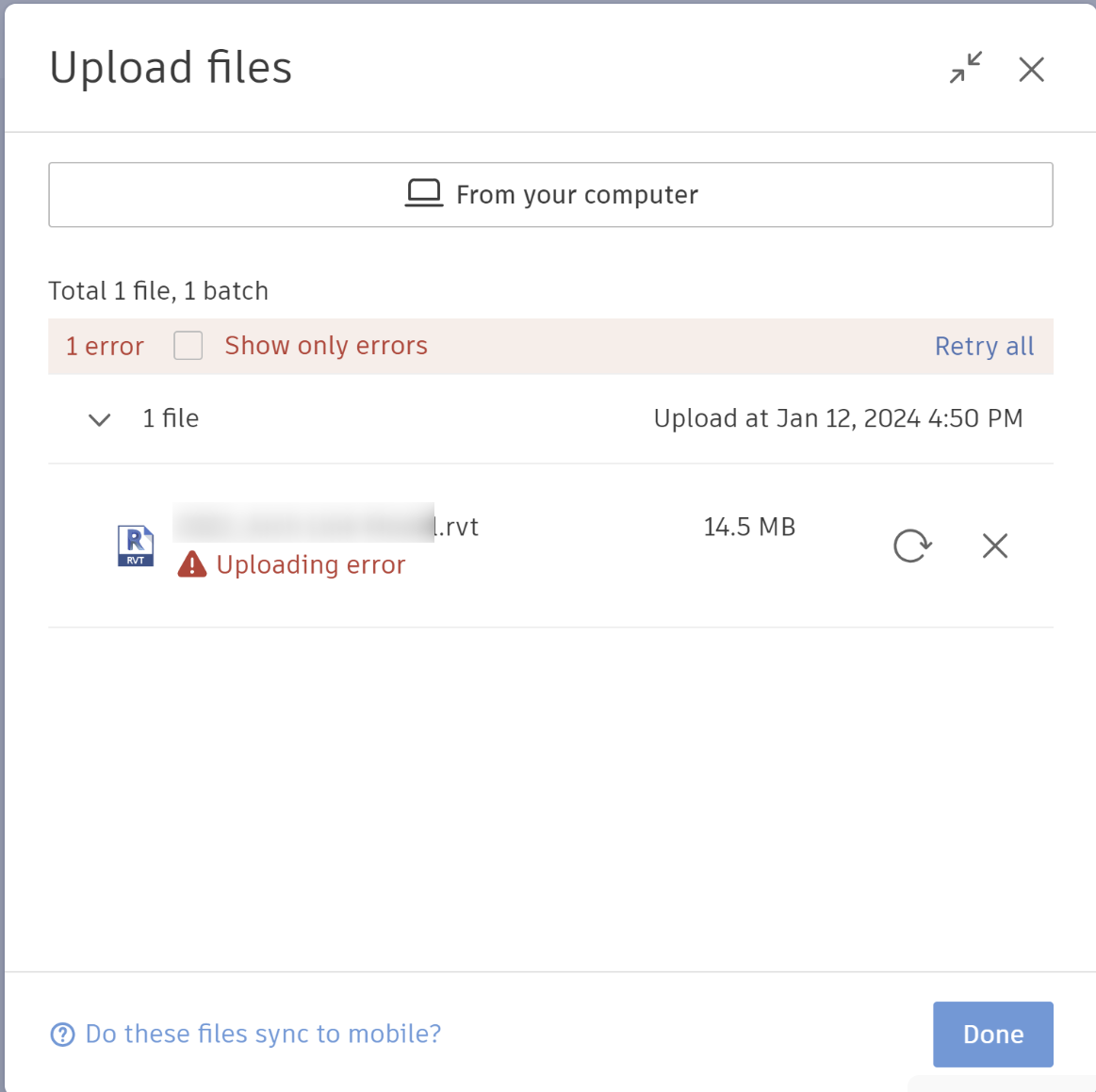 Uploading Error Returned When Attempting To Upload A New Version Of A