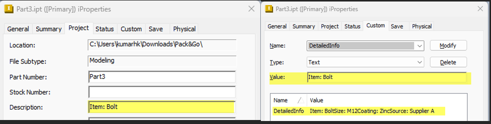 如何在 Inventor iProperties 中插入多行值