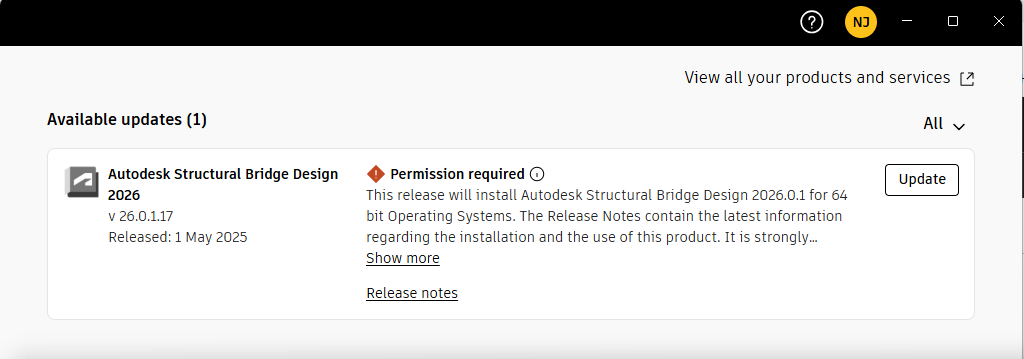 "Permission required" when trying to install an update from Autodesk Access