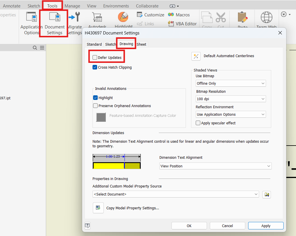 Inventor is hanging when opening drawing